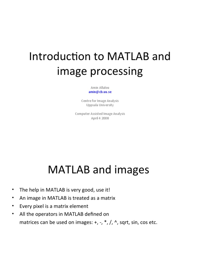 Intro To Matlab and Image Processing | PDF | Control Flow | Computer Graphics