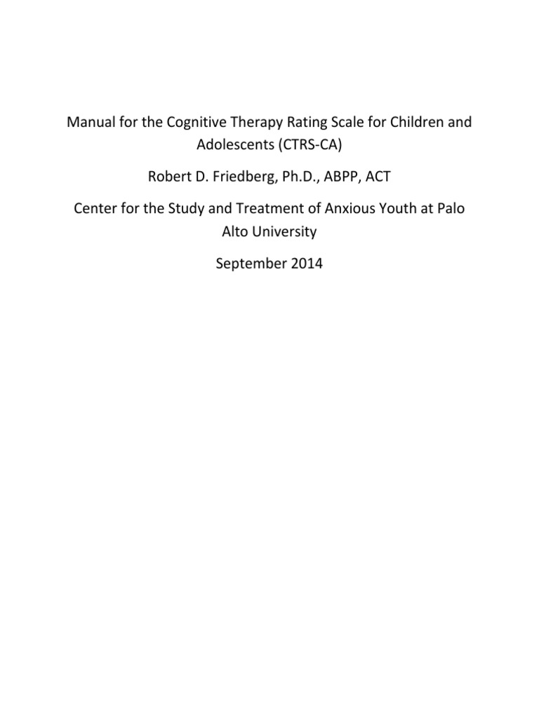 Cognitive Therapy Rating Scale Manual | PDF | Cognitive Therapy ...