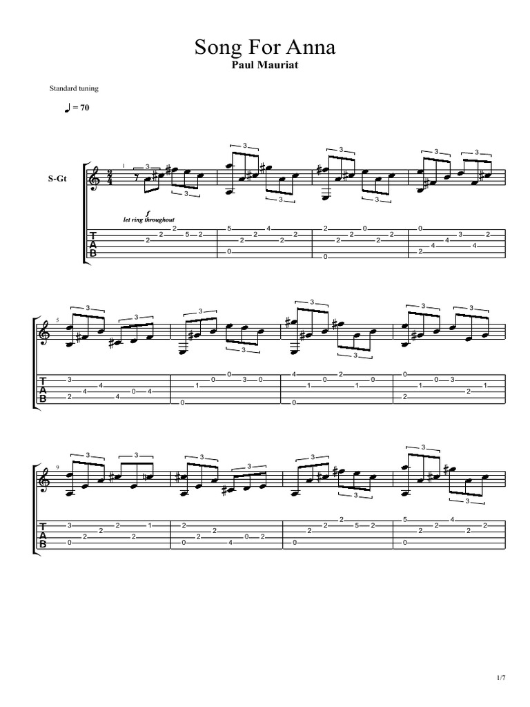 Paul Mauriat - Song For Anna | PDF | Guitar Family Instruments | Guitars