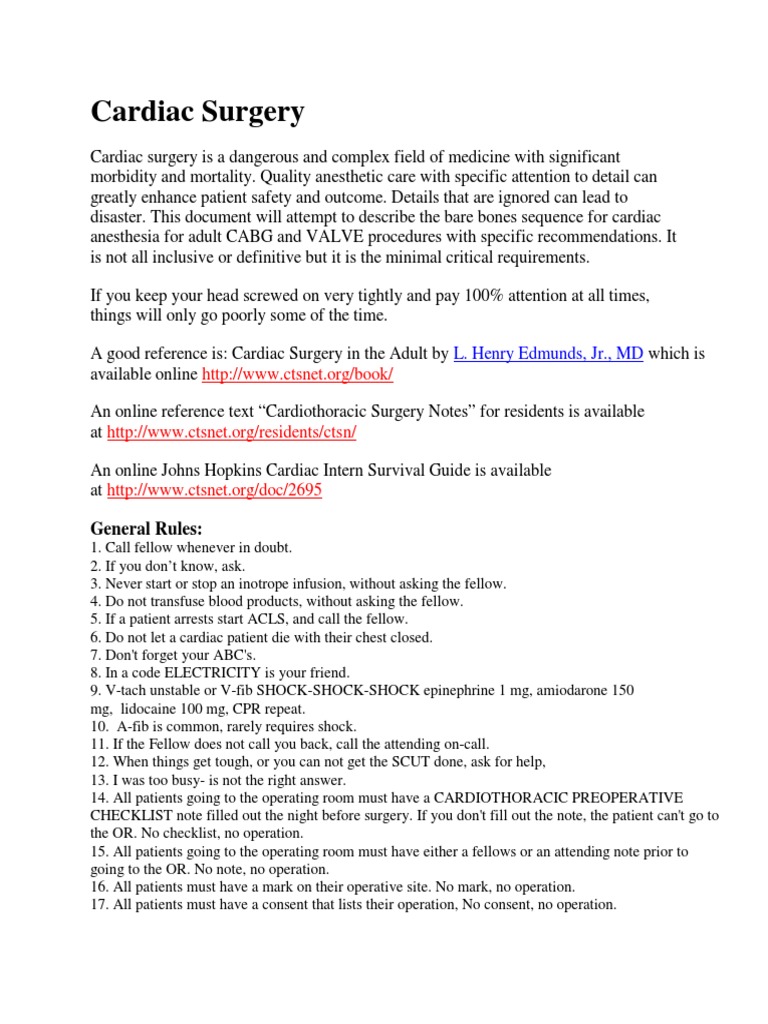 Cardiac Surgery Basic Knowledge | PDF | Atrium (Heart) | Aorta