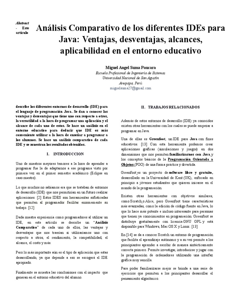 Articulo: Aplicacion de Los IDES de Java:Ventajas, Desventajas ...
