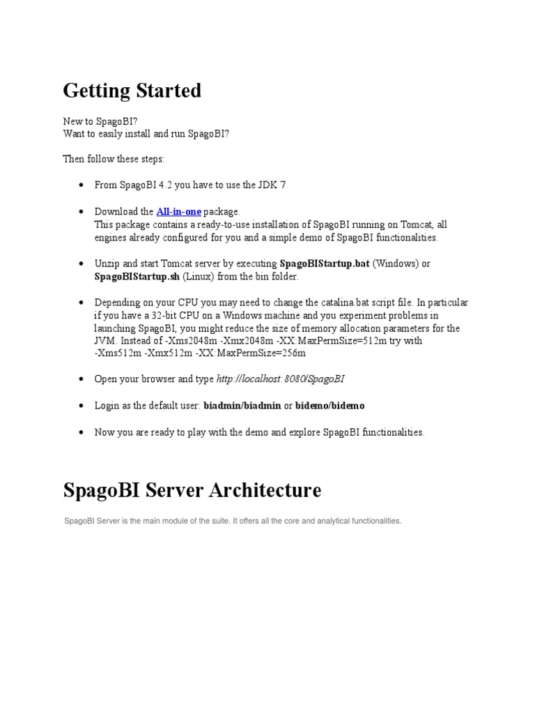 Getting Started With SpagoBI | PDF | Information Technology | Computing
