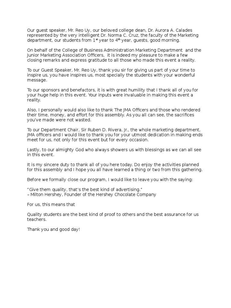 Closing Remarks | PDF