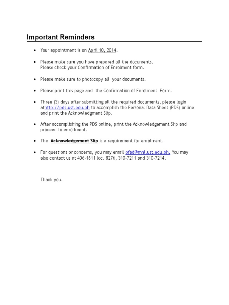 Reminders | PDF | Career & Growth