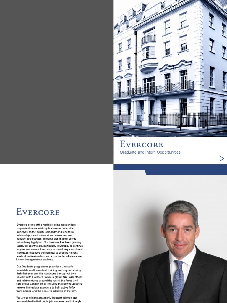 Graduate and Intern Opportunities at Top Advisory Firm Evercore | PDF ...