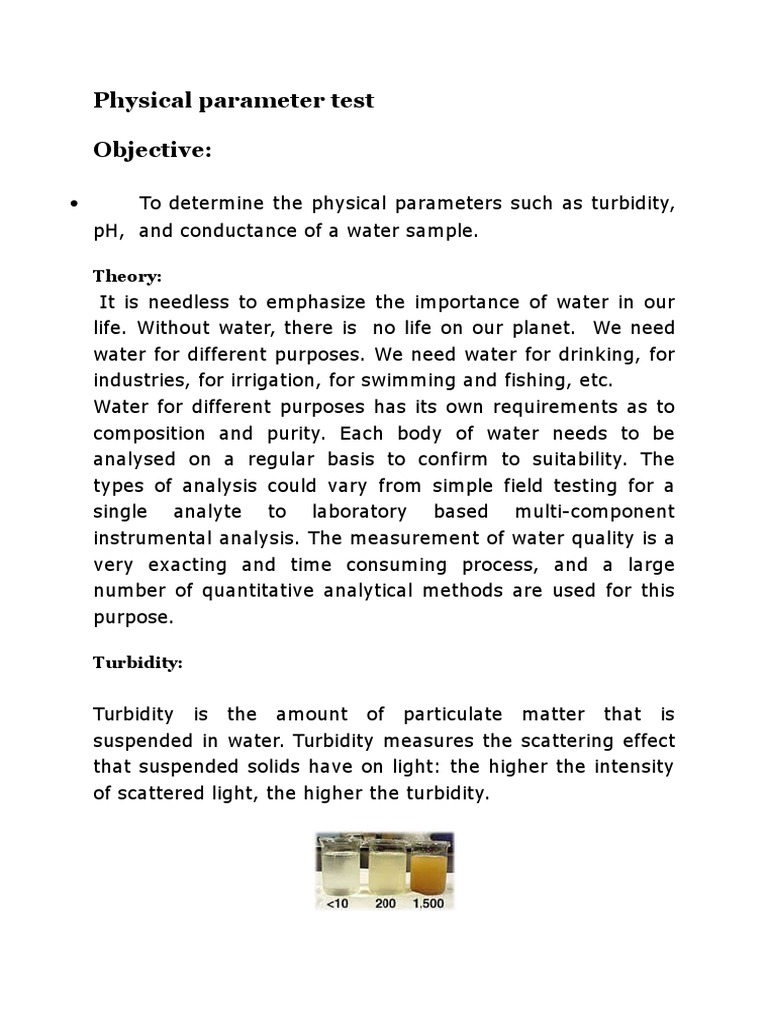 Physical Parameter Test | PDF | Ph | Alkalinity