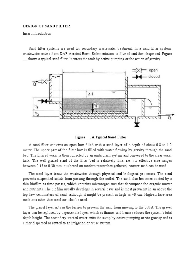 Design of a Sand Filter System for Secondary Wastewater Treatment | PDF ...