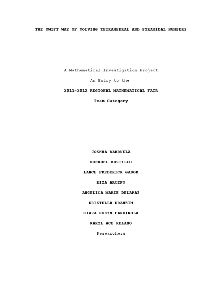 Tetrahedral and Pyramidal Numbers Explained | PDF