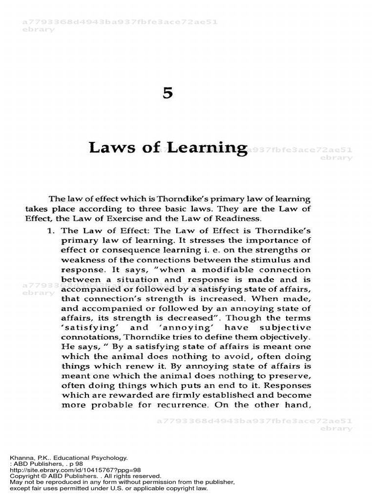 Educational Psychology Laws of Learning | Download Free PDF | Fair Use ...