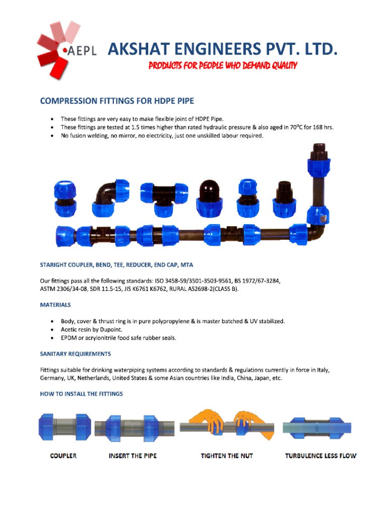 Compression Fittings For HDPE Pipe | PDF