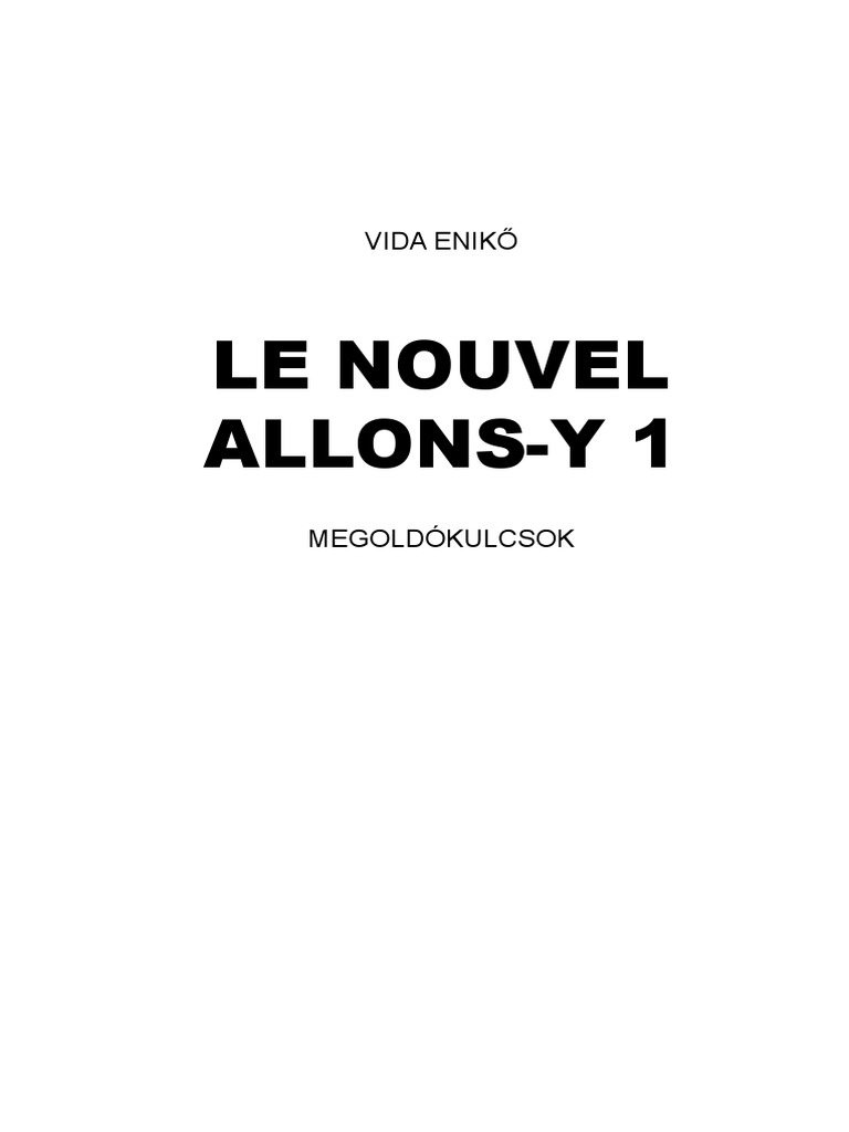 Allons-Y 1 Megoldokulcs 2014 | PDF