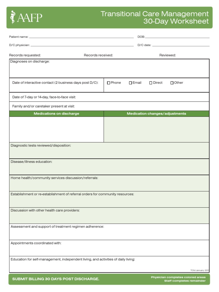Transitional Care Management 30 Day Worksheet | PDF | Medical Diagnosis ...