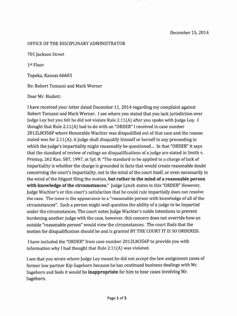 Complaint On Attorney Mark A. Werner and Robert Tomassi | PDF ...