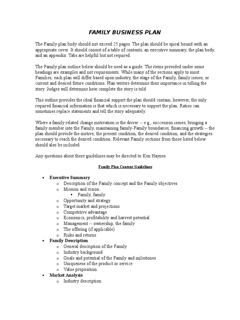 Family Business Plan | PDF | Business Plan | Competitive Advantage