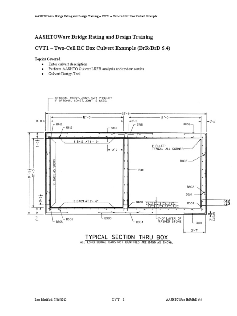 4 CVT1 Two Cell RC Box Culvert Example PDF | PDF | Double Click ...