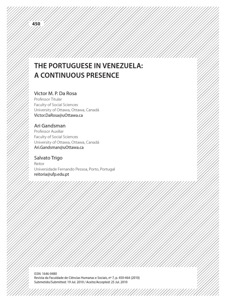 The Portuguese in Venezuela: A Continous Presence | PDF