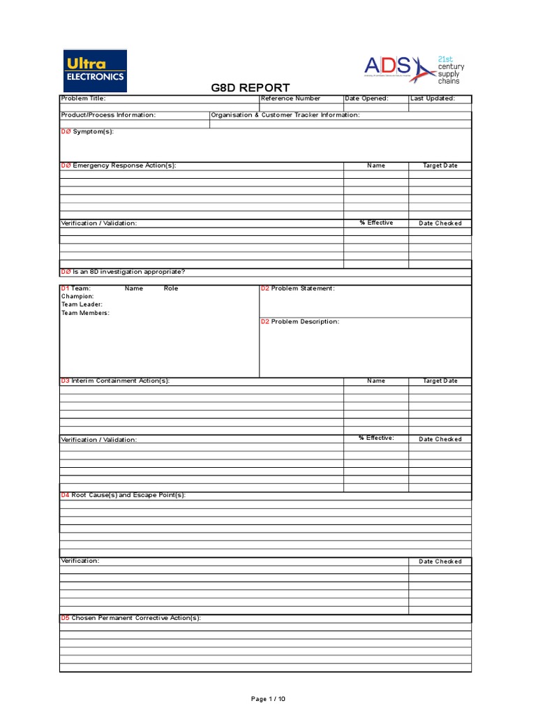 8D Template For Suppliers | PDF | Cognition | Business