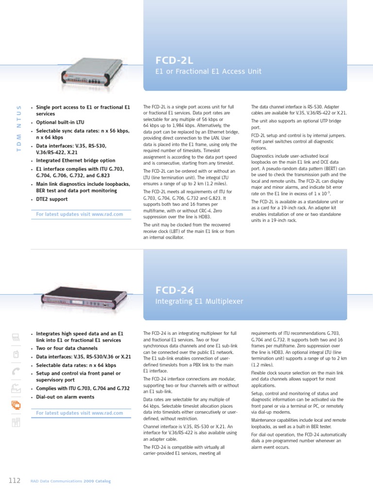 FCD-2L: E1 or Fractional E1 Access Unit | PDF | Internet Protocols ...