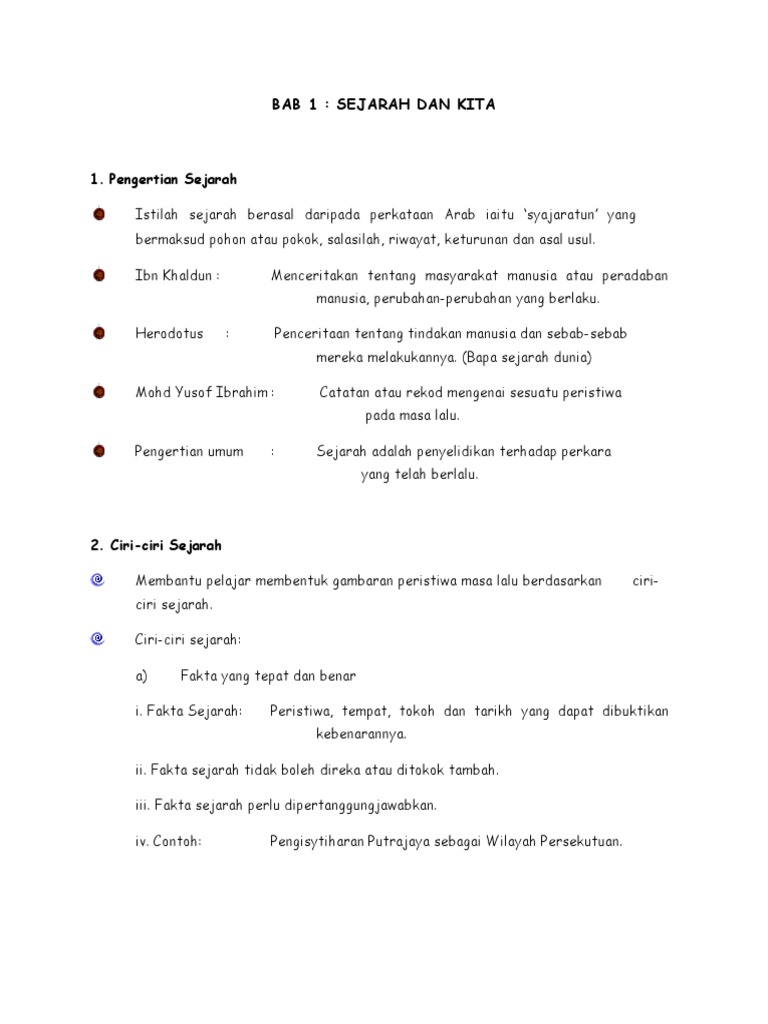Sejarah: Tingkatan 1: Bab 1: Sejarah Dan Kita | PDF