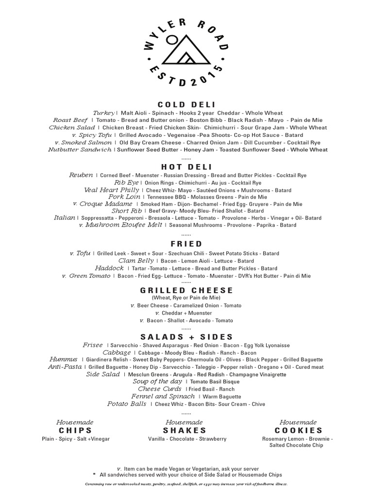 WR Menu 072115 | PDF