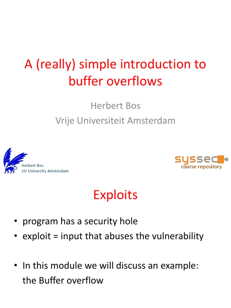 L3 - Buffer Overflows Really Simple - Print | PDF | Computers | Technology & Engineering
