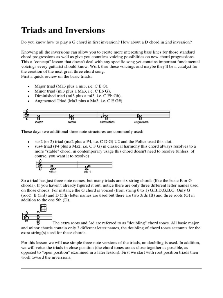 Triads and Inversions | PDF | Chord (Music) | Minor Scale