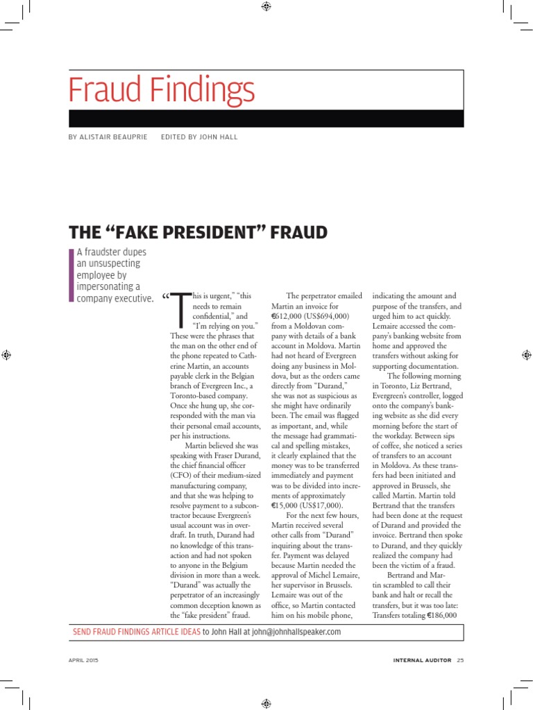 Fraud Finding - Fake President | PDF | Internal Audit | Social ...