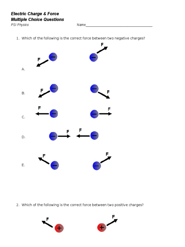 Electric Charge Force Mulitple Choice 2013-03-20 | PDF | Electric ...
