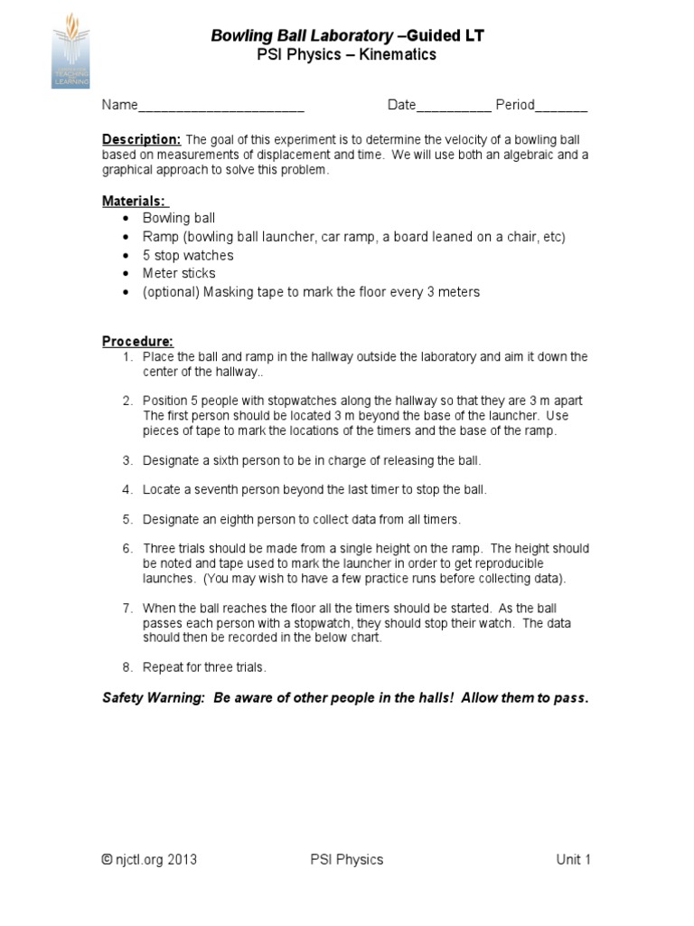 Bowling Ball Lab 2013-07-11 | PDF | Velocity | Cartesian Coordinate System