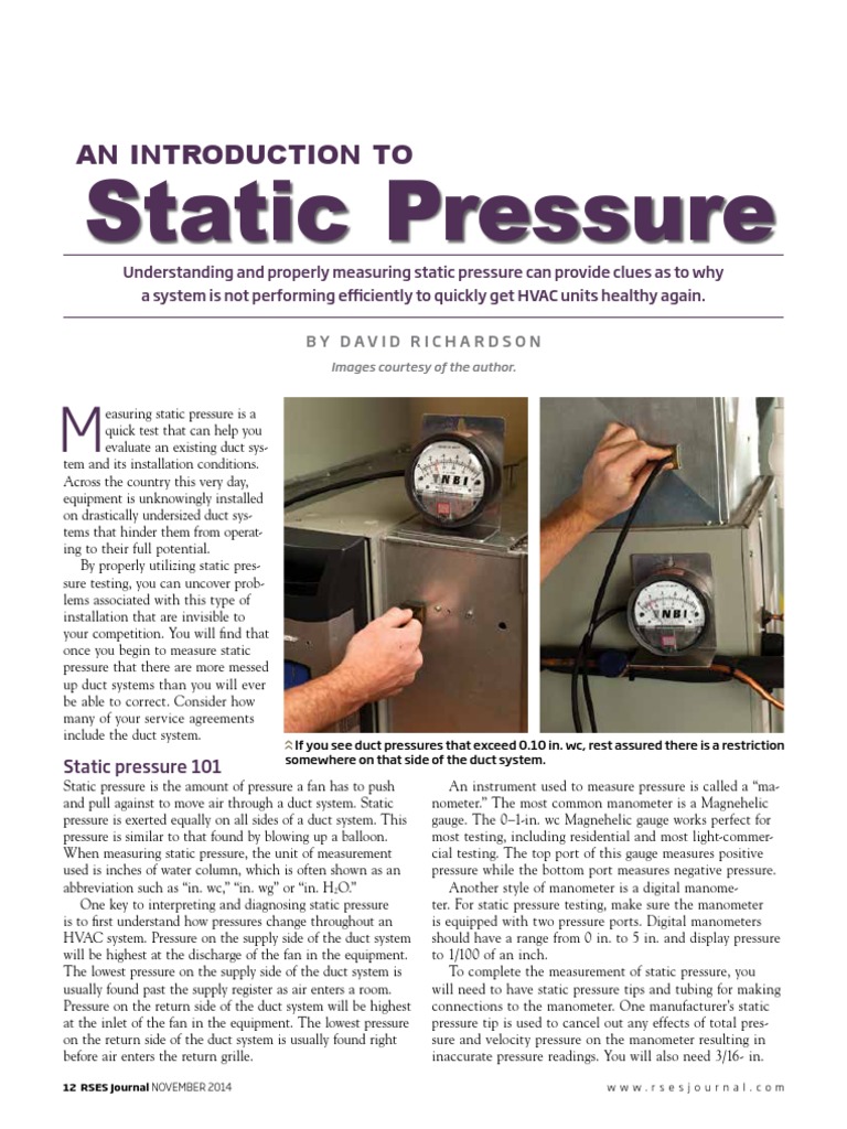 Introduction to static pressure | Pressure Measurement | Duct (Flow)