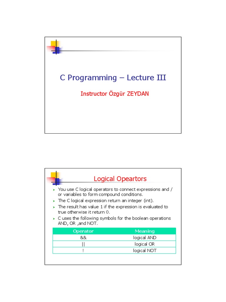 C Programming - Lecture III | PDF | Control Flow | C (Programming Language)