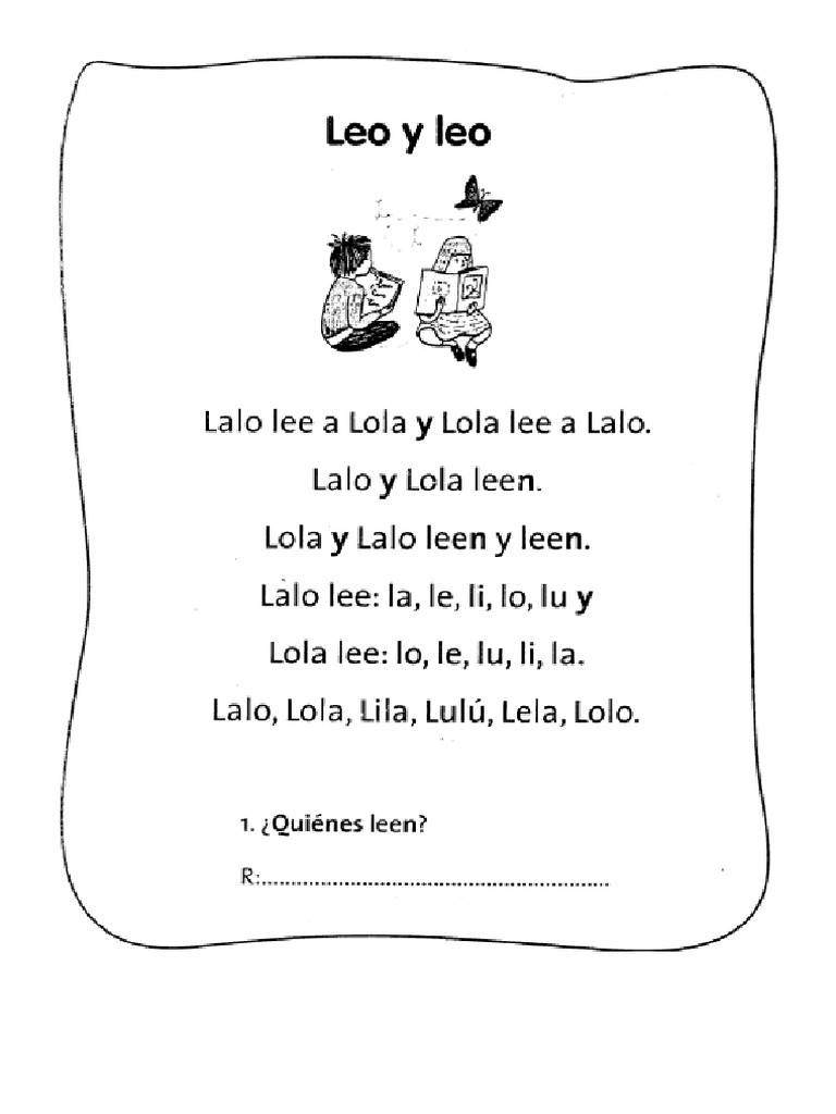 Lecturas para Trabajar La Letra L, M, S y P.