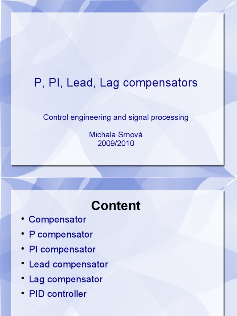 P, PI, Lead, Lag Compensators | PDF