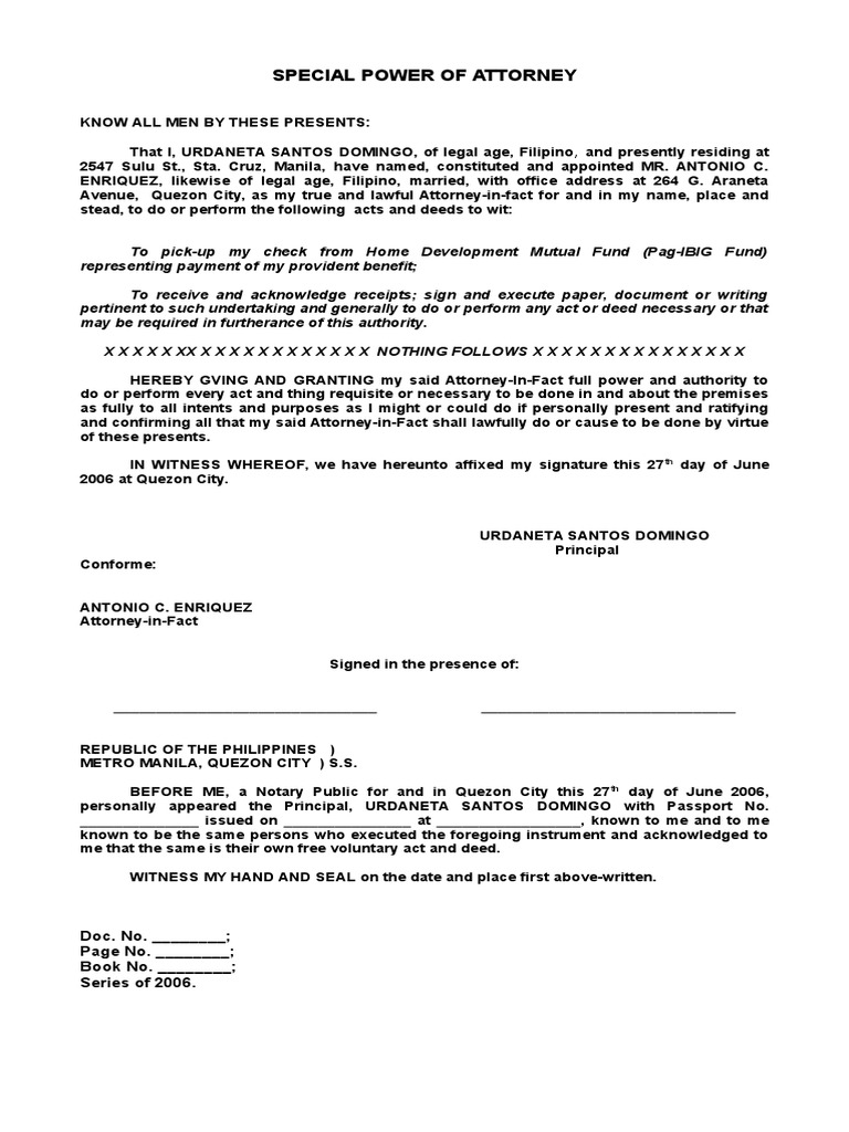 spa pag-ibig loan.doc | Power Of Attorney | Notary Public