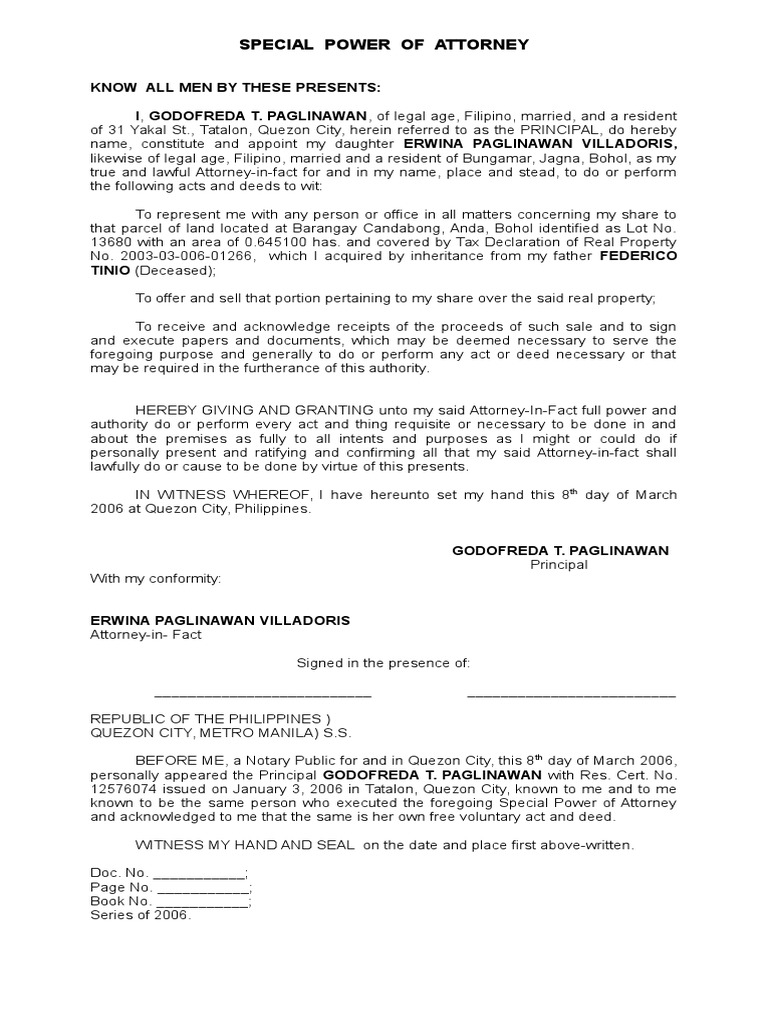 Spa Property | PDF | Power Of Attorney | Notary Public