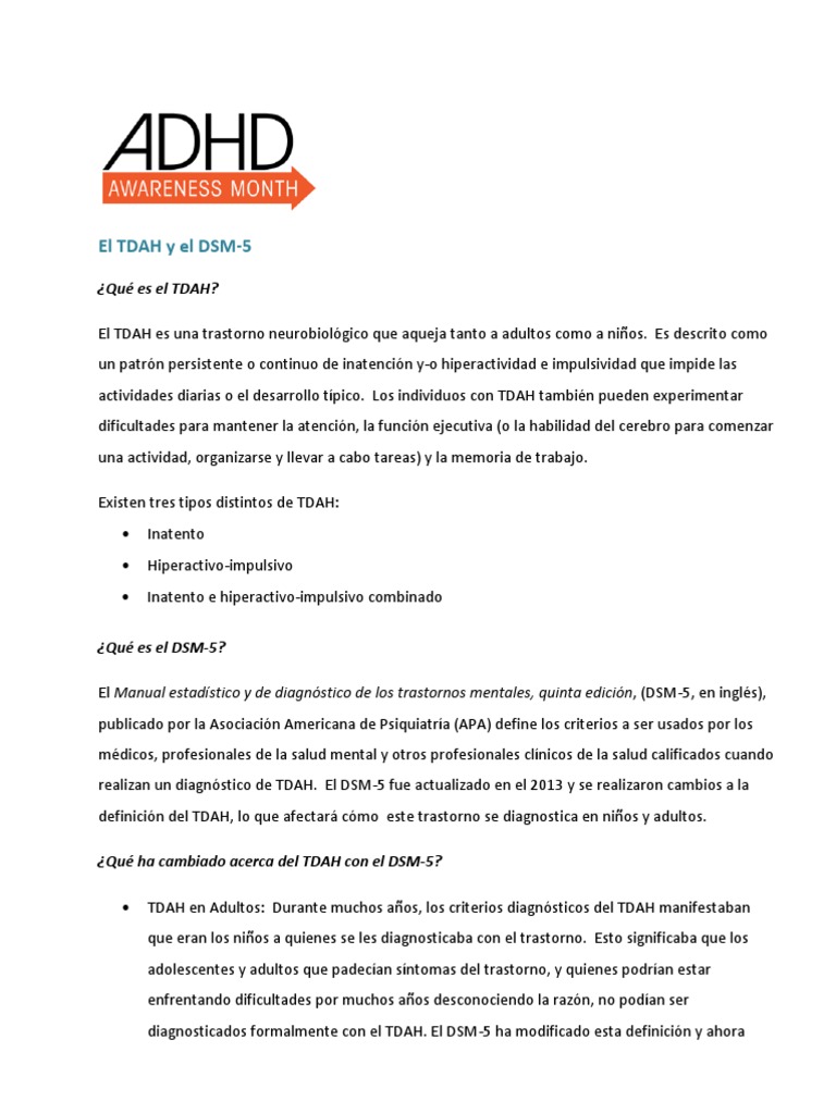 El TDAH y El DSM 5 | PDF | Estilo de vida