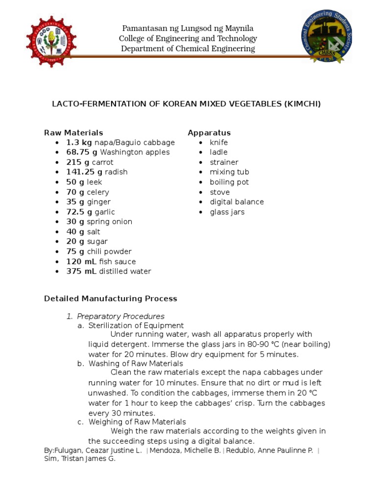 Kimchi Fermentation Process Guide | PDF | Cuisine | Foods