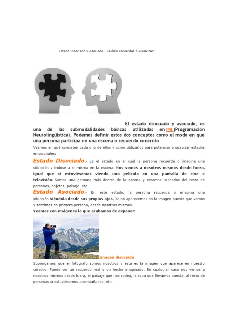 Estado Disociado y Asociado | PDF | Imagen | Las emociones