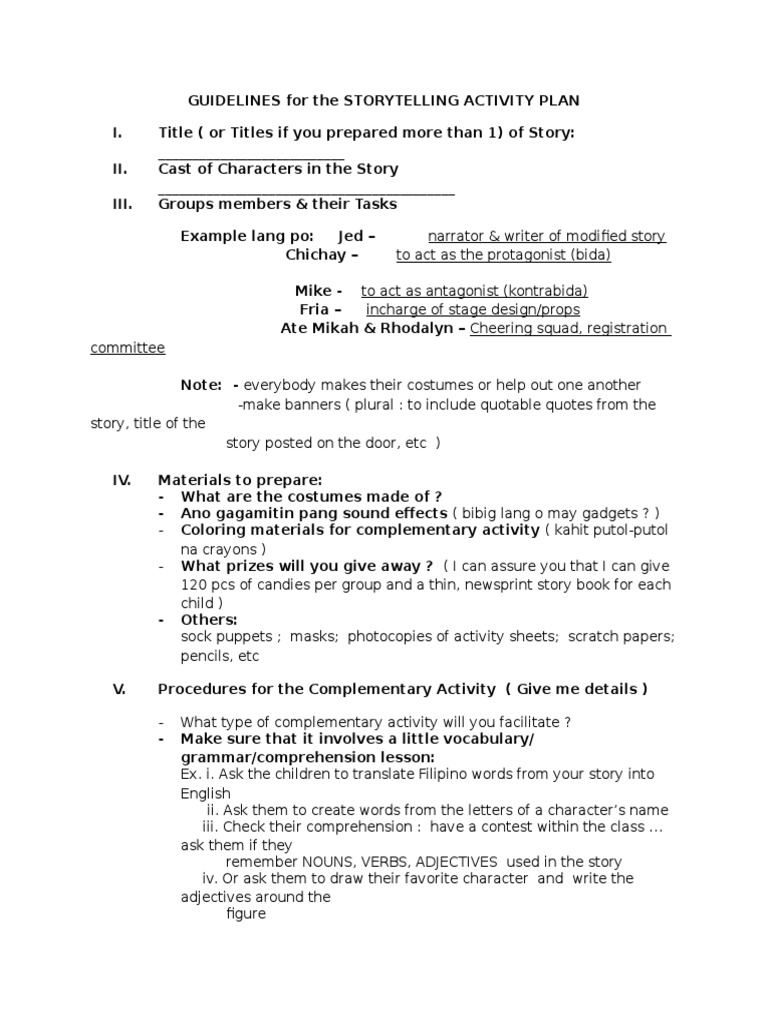 Storytelling Activity Plan | PDF | Language Mechanics | Linguistic Typology