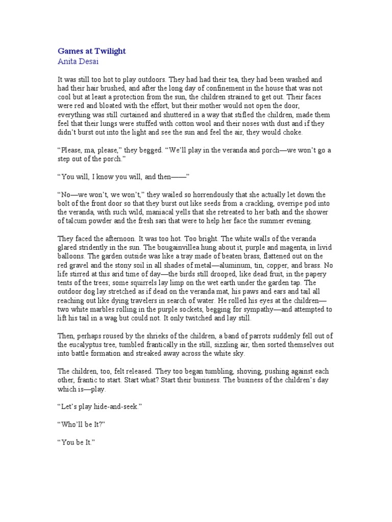 Games at Twilight-The Story | PDF