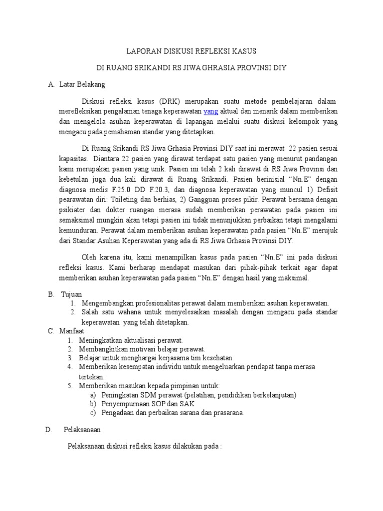 Laporan Diskusi Refleksi Kasus Rs Grasia-Edit | PDF