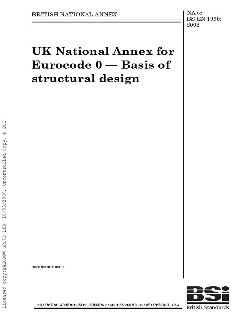 Eurocode 0 - Basis of Structural Design (UK Annex) | PDF | Standardization | Engineering