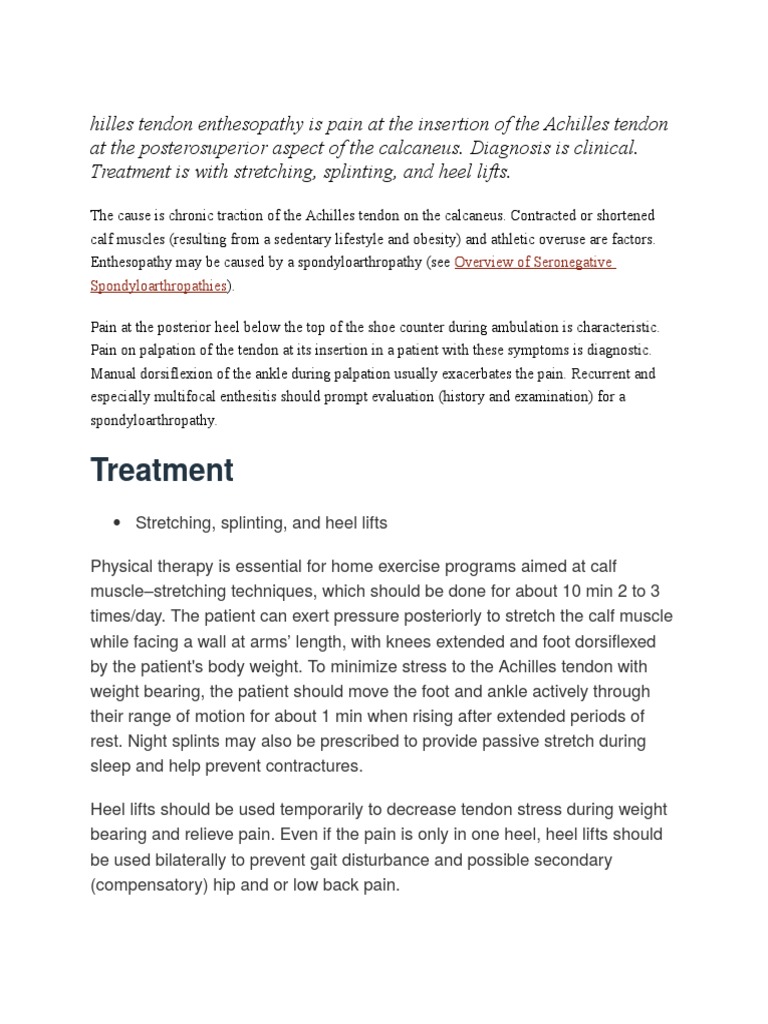 Achilles Tendon Enthesopathy Overview | PDF