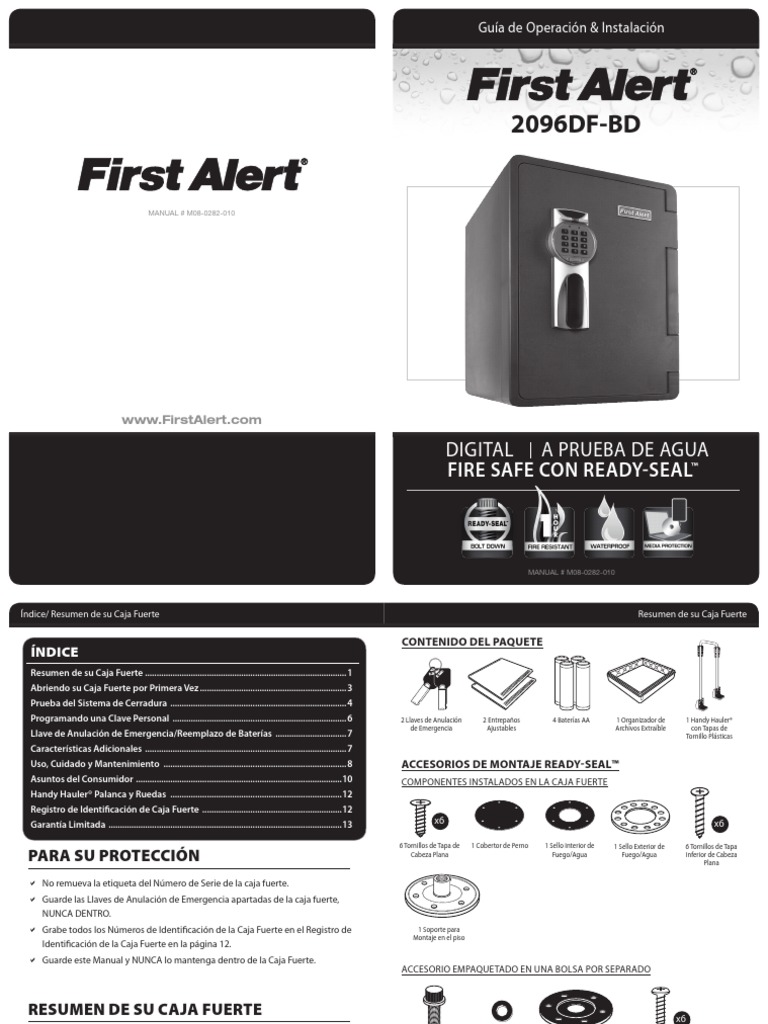 First Alert Safe Manual | Al por menor | Bienes manufacturados