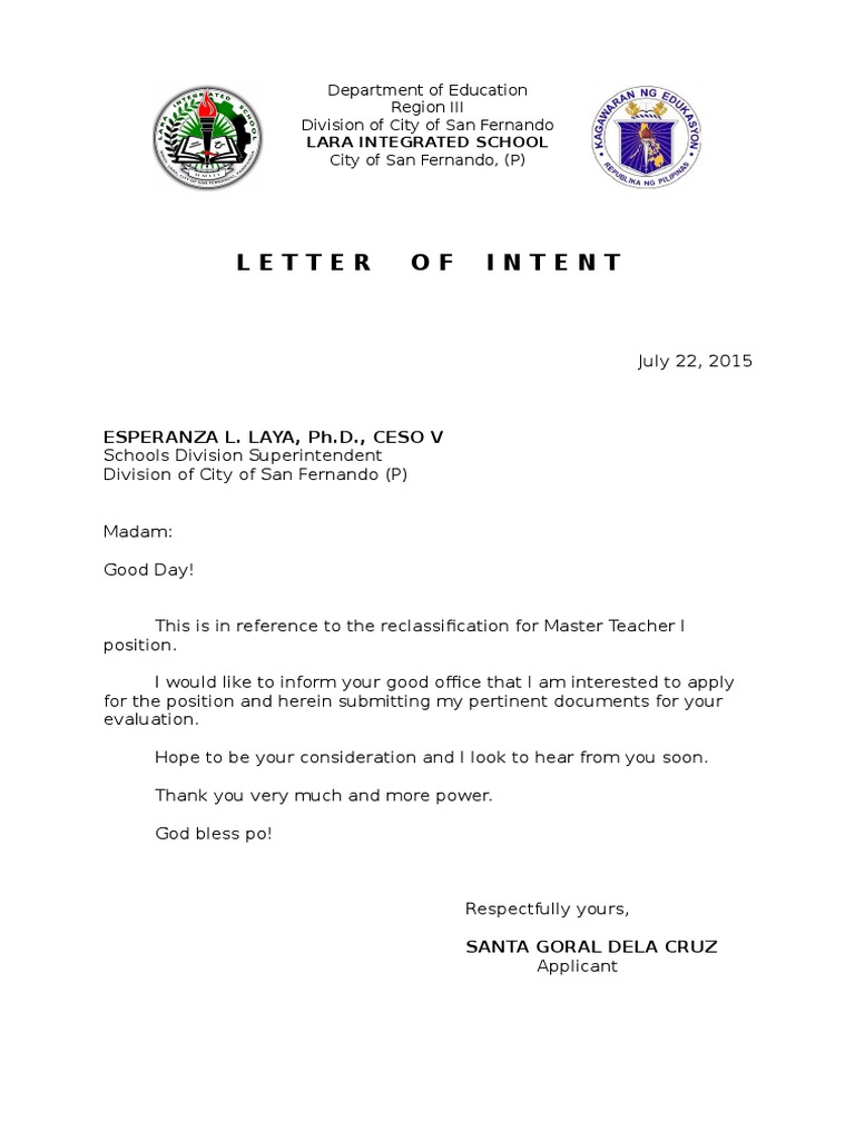 Intent Letter | PDF