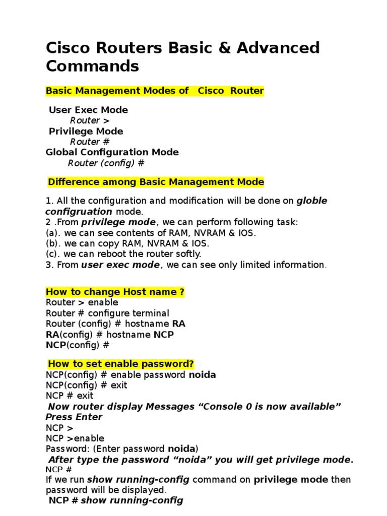 3.router Basic Command. | PDF | Ip Address | Command Line Interface