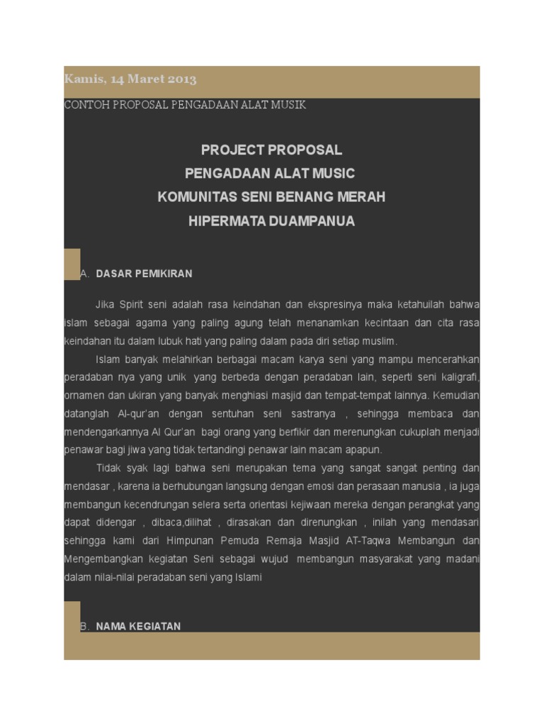 Contoh Proposal Pengadaan Alat Musik | PDF