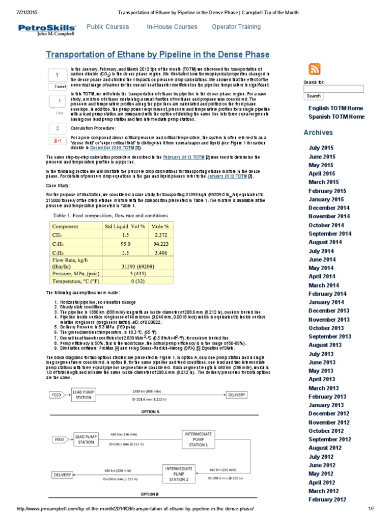 Transportation of Ethane Dense Phase | PDF | Pipeline Transport | Phase ...