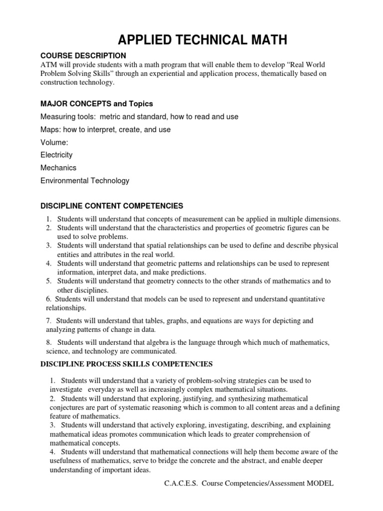 Applied Technical Math: Course Description | PDF | Geometry | Teaching ...
