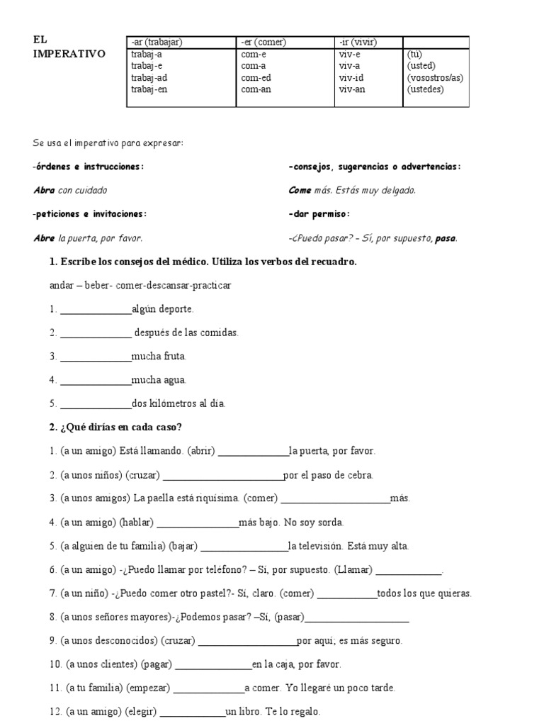 El Imperativo y El Presente Del Subjuntivo | PDF